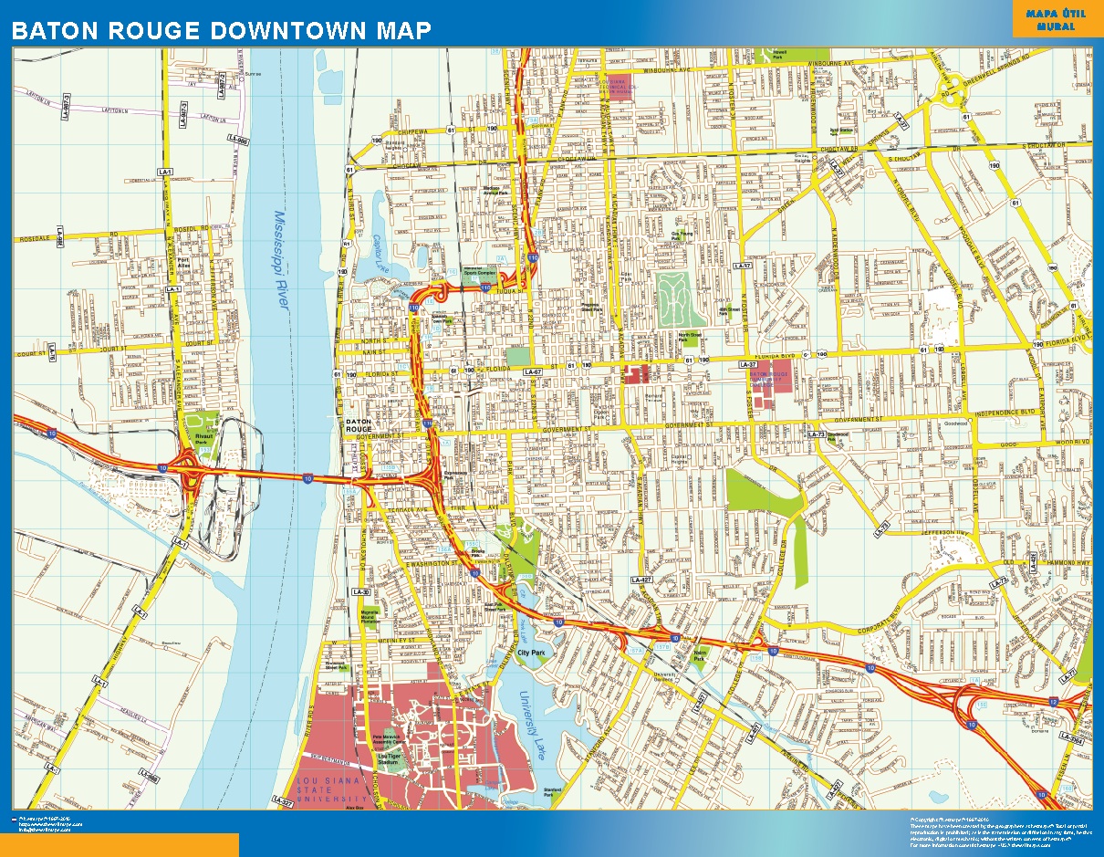 Baton Rouge downtown map | Wall maps