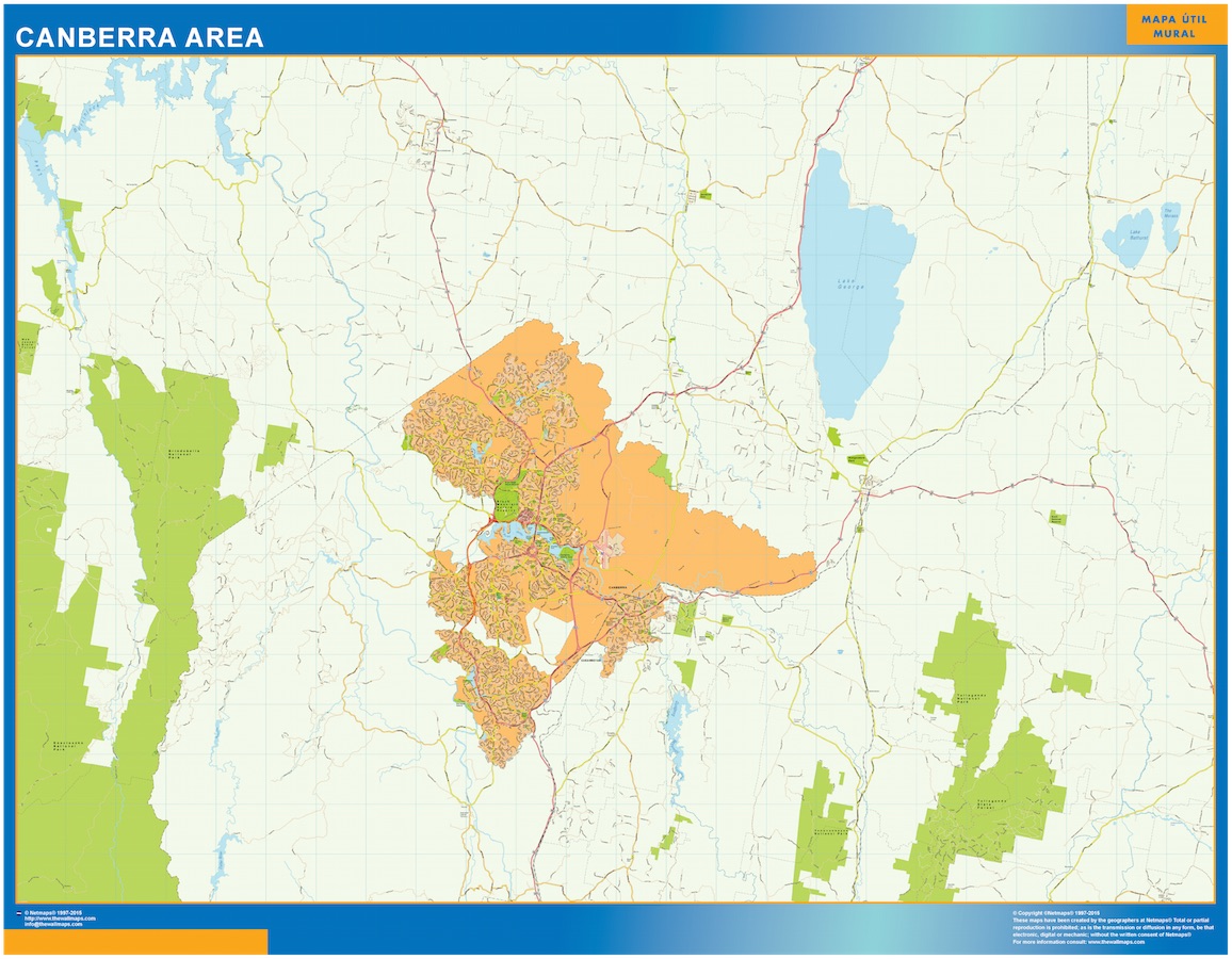 Canberra area laminated map | Wall maps
