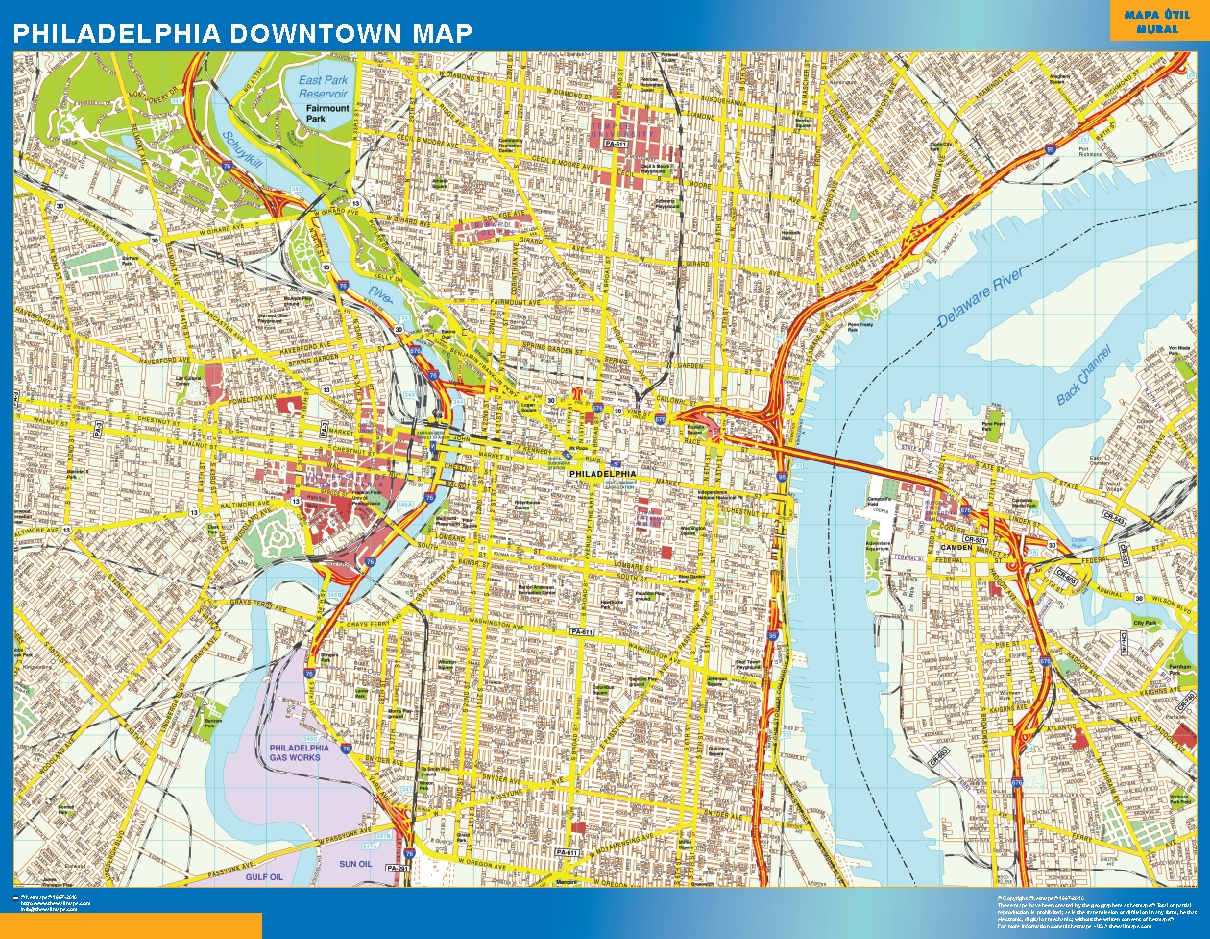 Filadelfia downtown map | India wall maps for Asia and the world
