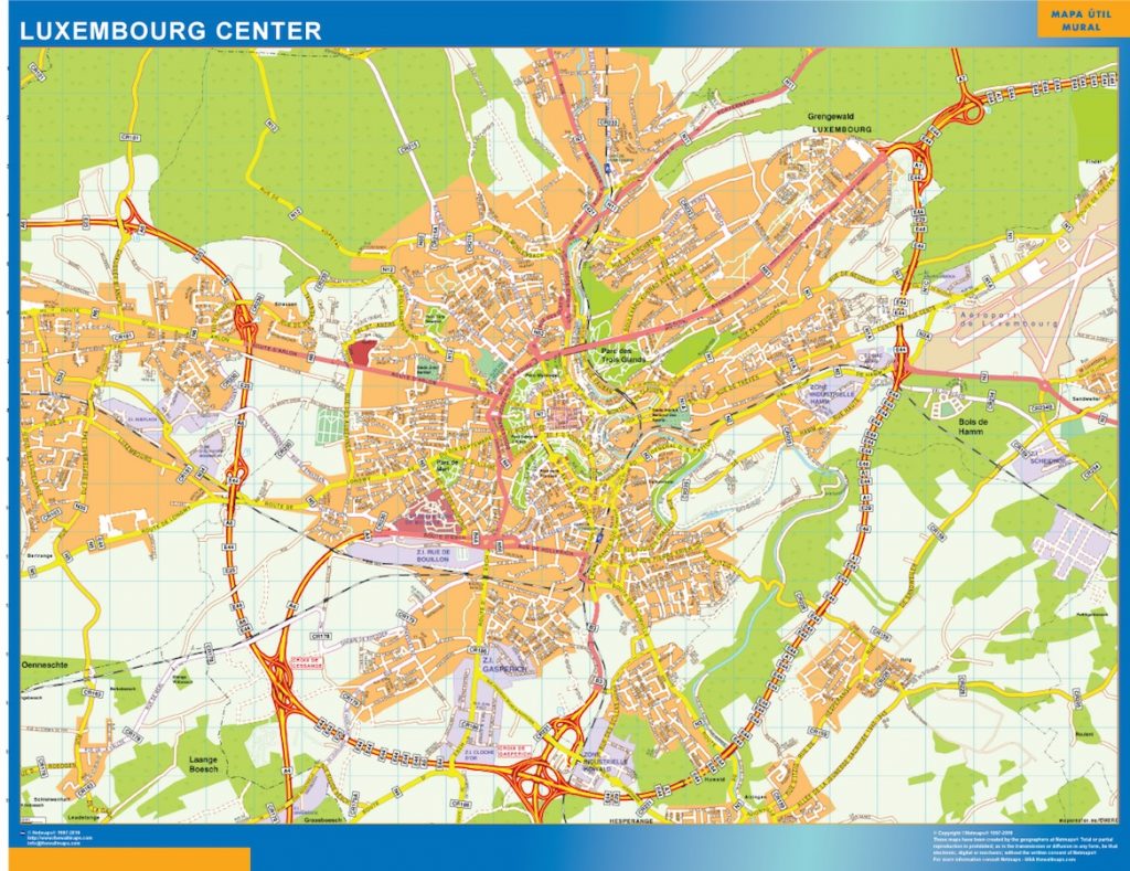 Luxembourg downtown map | Wall maps