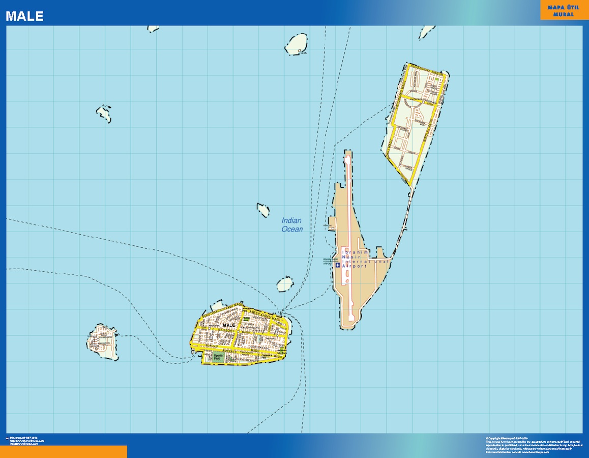 Male laminated map | India wall maps for Asia and the world