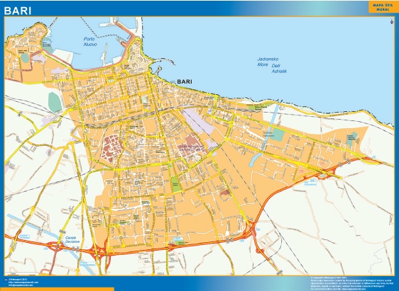 Map of Bari city in Italy | Wall maps