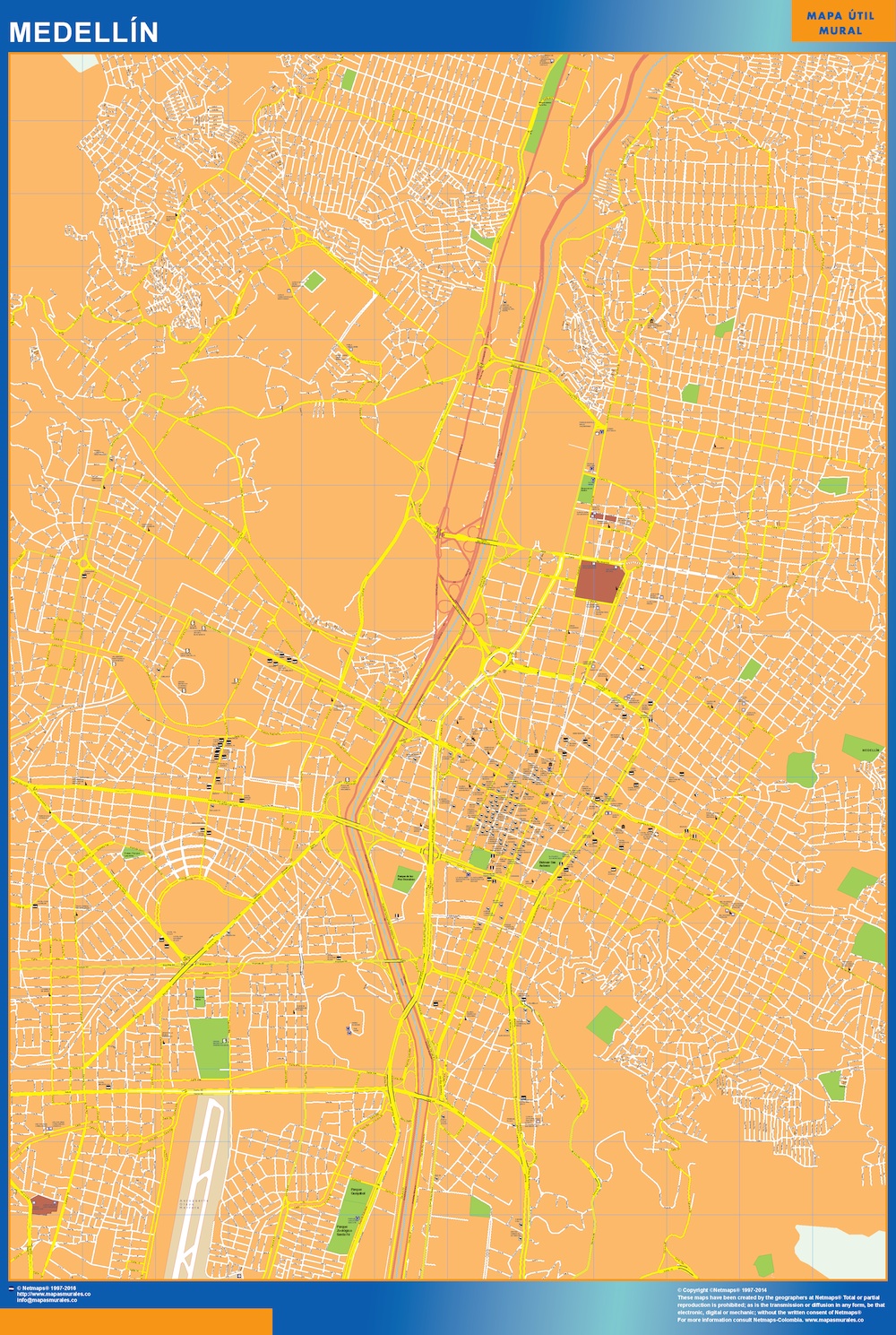 Medellin map in Colombia | Wall maps