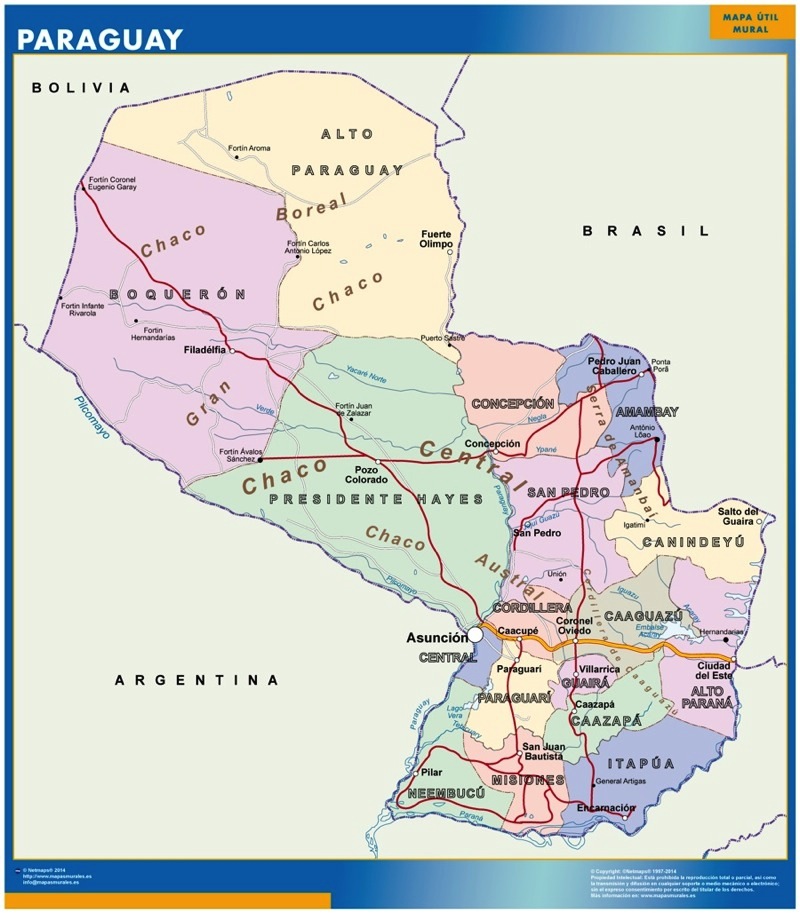 Paraguay map | Wall maps