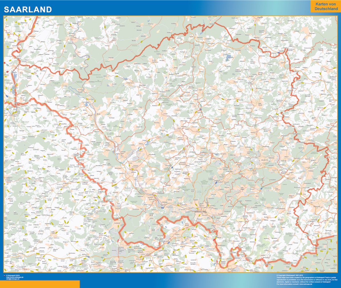 Saarland map | Wall maps