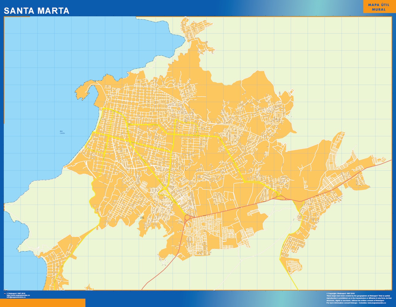 Santa Marta map in Colombia | Wall maps