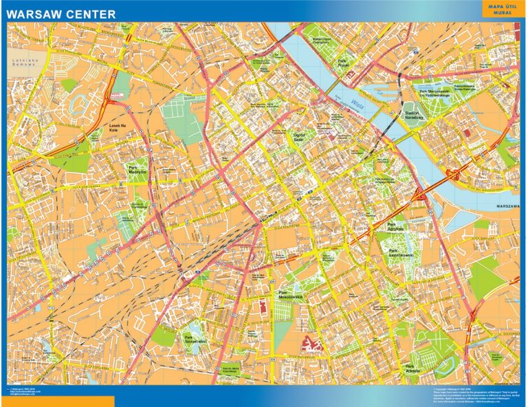 Warsaw downtown map | Wall maps